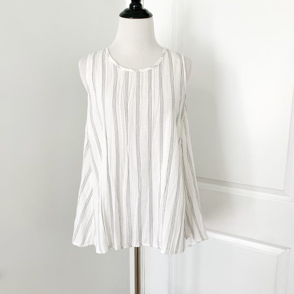Anthropologie | Tops | Hayes White And Blue Striped Split Back Top ...